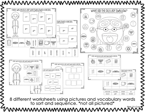 Old Lady Swallowed a Dreidel Book Companion [4 different activities ...