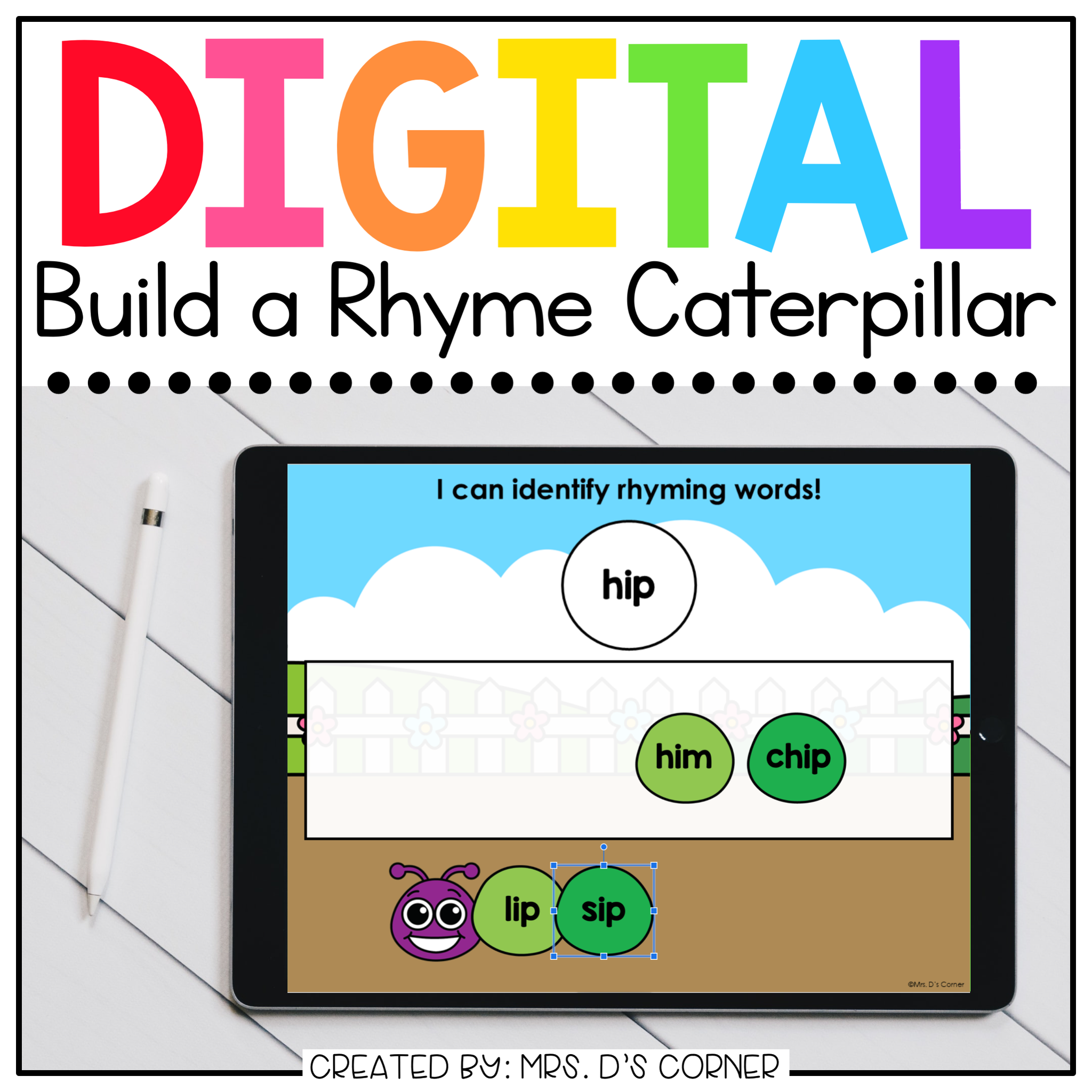 Build a Rhyme Caterpillar Digital Activity | Distance Learning – mrsdsshop