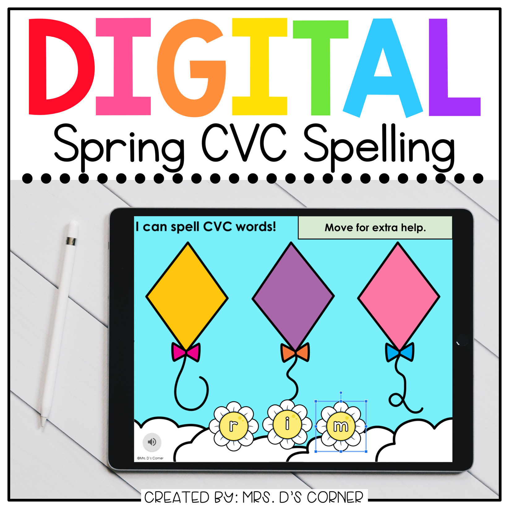 Spring CVC Word Spelling Digital Activity | Distance Learning – mrsdsshop