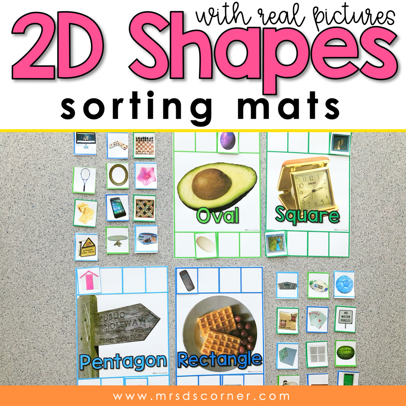 2D Shapes Sorting Mats with REAL Photos | 2D Real Life Shape Sorting M ...