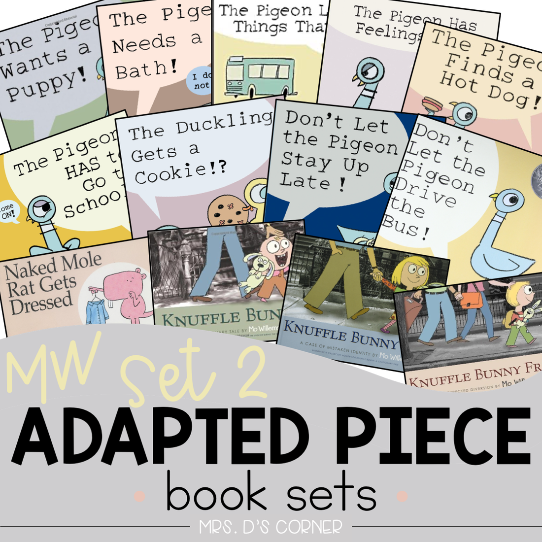 Mo Willems Set 2 Adapted Piece Book Set [16 book sets!] Pigeon + Knuff ...
