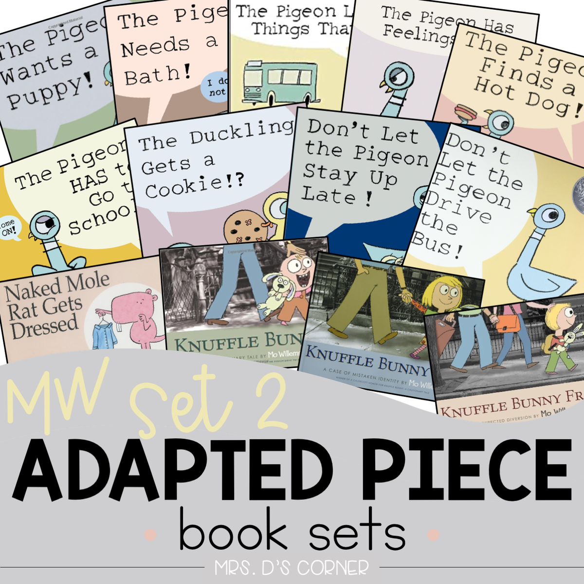 Mo Willems Set 2 Adapted Piece Book Set [13 book sets!] Pigeon + Knuff ...