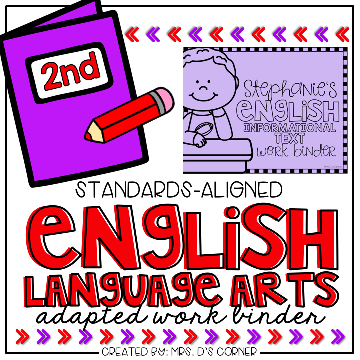 Second Grade English Language Arts Adapted Work Binder® { Standards Al ...