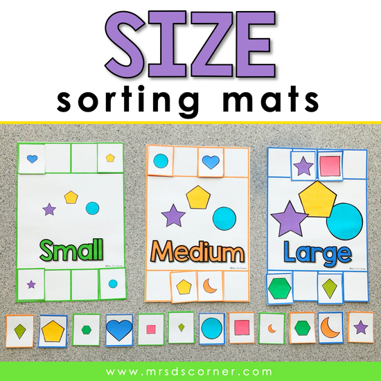 Size Comparison Sorting Mats [3 mats] | Small Medium Large Size Sortin ...