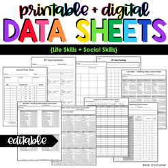 Life Skills + Social Play Data Forms | Editable Data Sheets – mrsdsshop