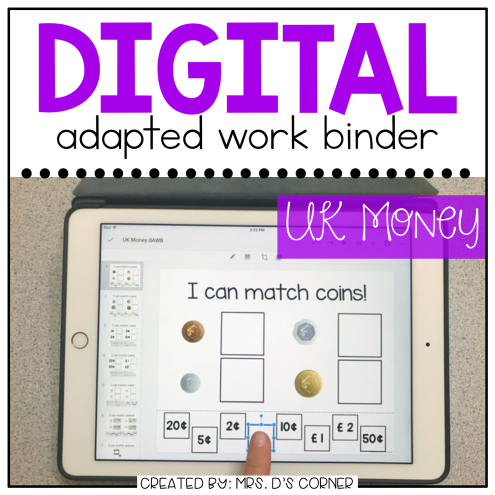 DIGITAL Adapted Work Binder ( UK British Currency ) – mrsdsshop