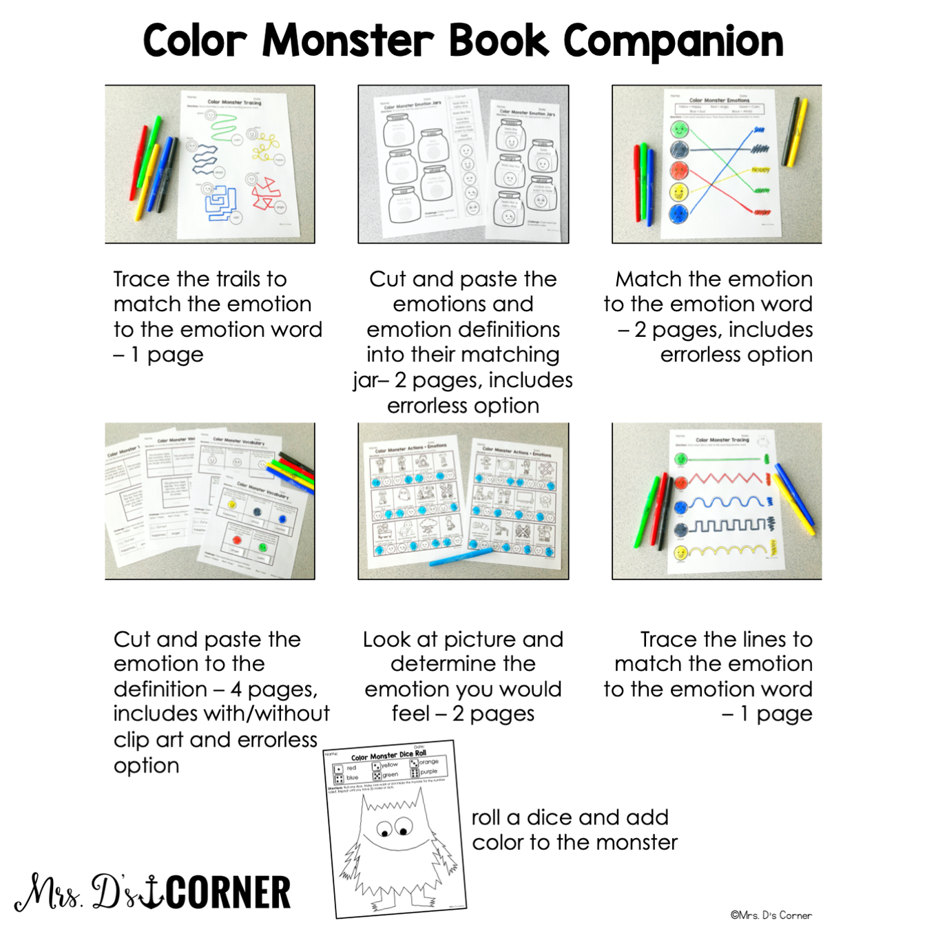 Color Monster Book Companion, Visual Craft and Recipe, and STEM Activi ...