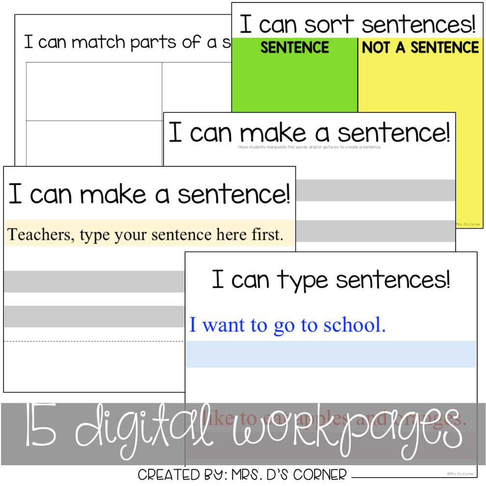 DIGITAL Adapted Work Binder ( Making Sentences ) – mrsdsshop