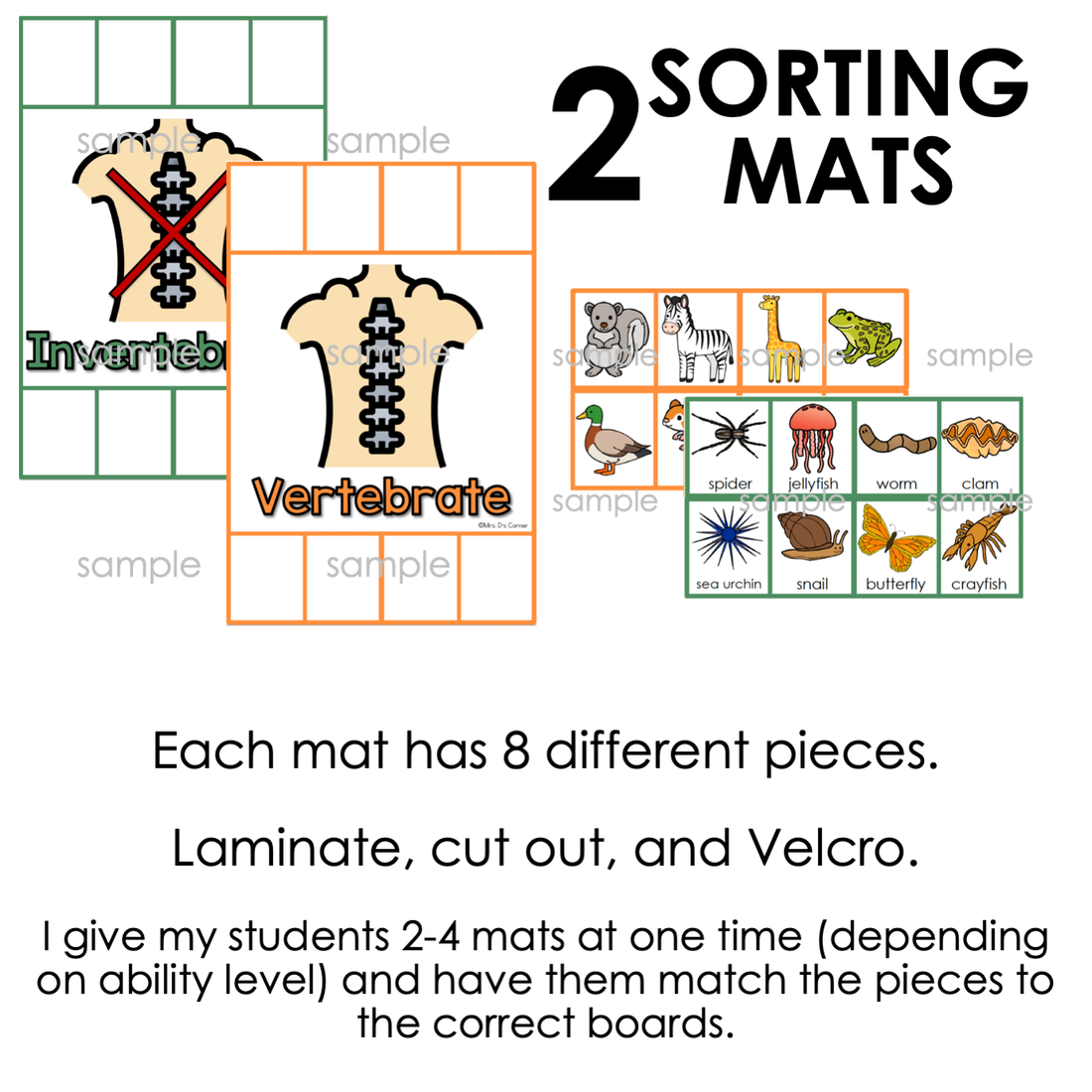 Vertebrates and Invertebrates Activity Sorting Mats [2 mats included ...