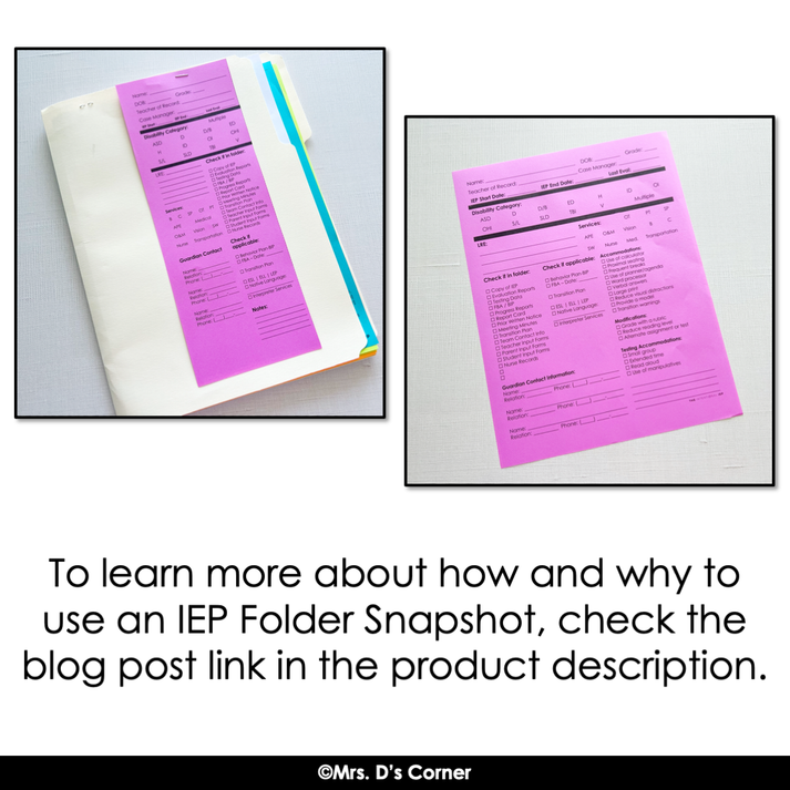 Editable IEP Folder Snapshot - Editable IEP Audit Form – mrsdsshop