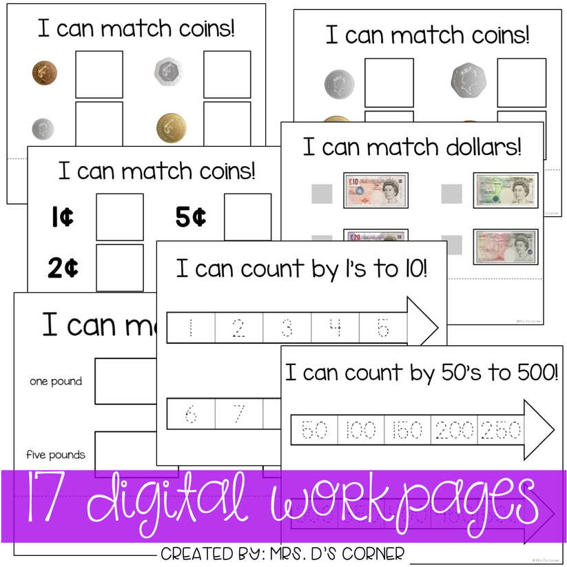 DIGITAL Adapted Work Binder ( UK British Currency ) – mrsdsshop