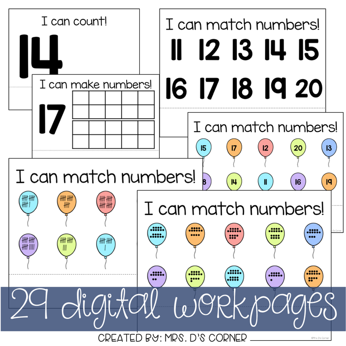 DIGITAL Adapted Work Binder ( Numbers 11-20 ) – mrsdsshop