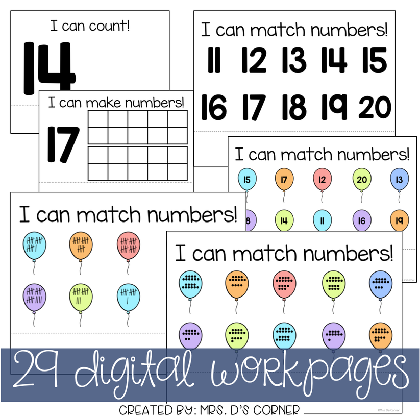 DIGITAL Adapted Work Binder ( Numbers 11-20 ) – mrsdsshop