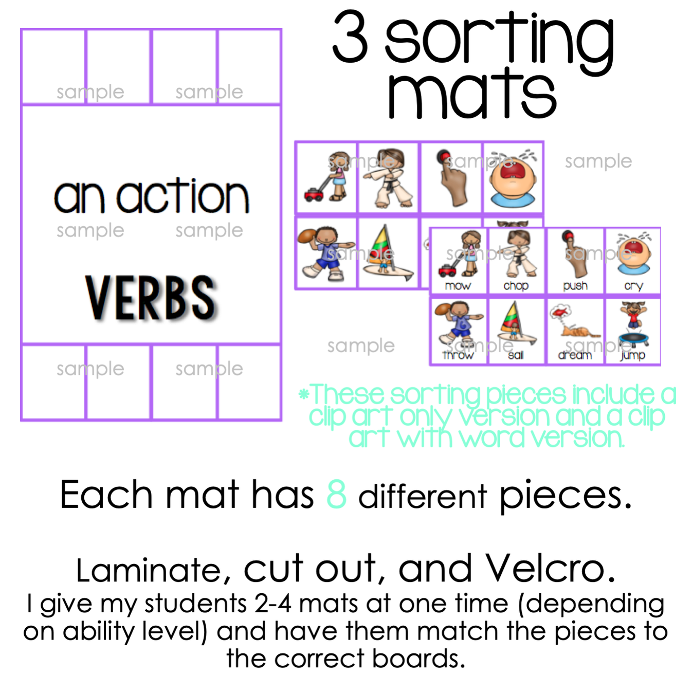Parts of Speech Sorting Mats [3 mats!] for Students with Special Needs ...