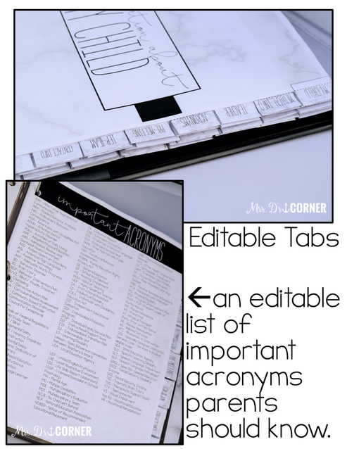 Parent IEP Binder | Editable (Black and White) IEP Companion for Paren ...