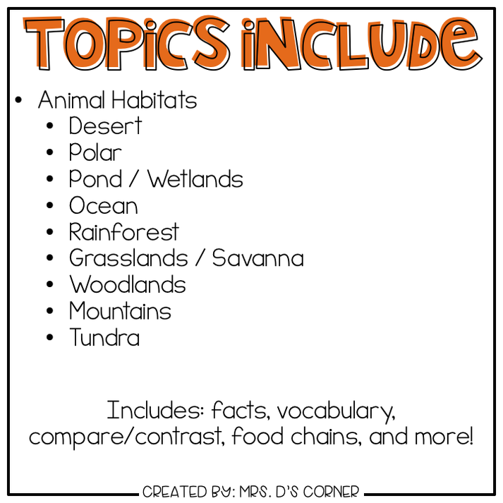Animal Habitats Adapted Work Binder® – mrsdsshop