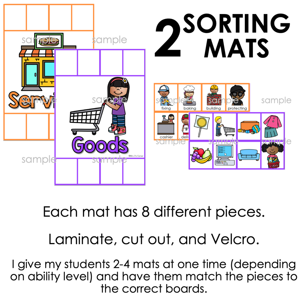 Goods and Services Activity Sorting Mats [2 mats included] | Reader Bo ...