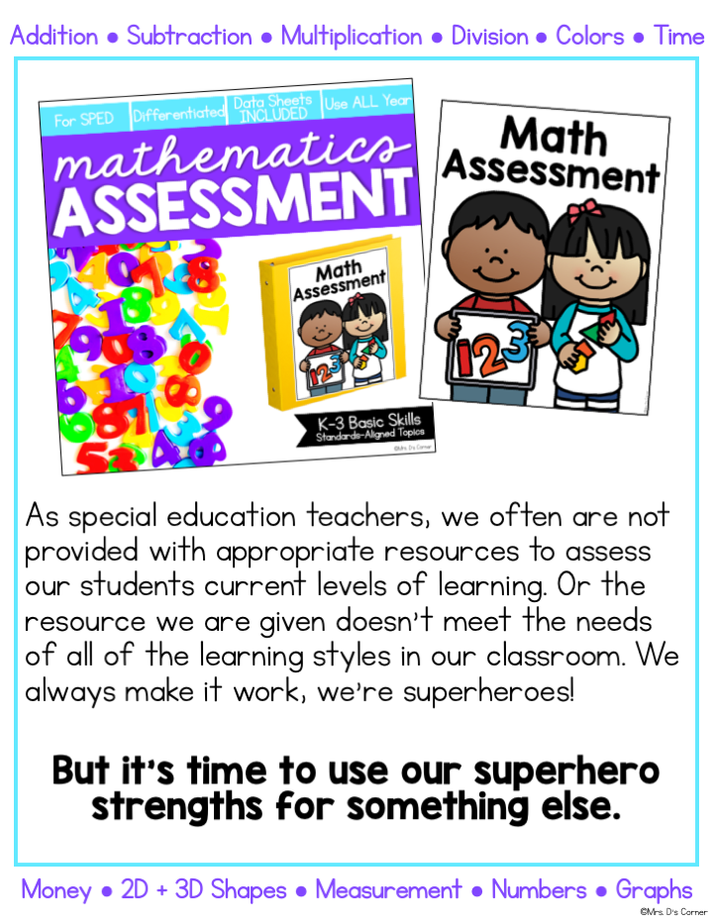 Math Assessment for K-3 Basic Skills (for Special Education) – mrsdsshop