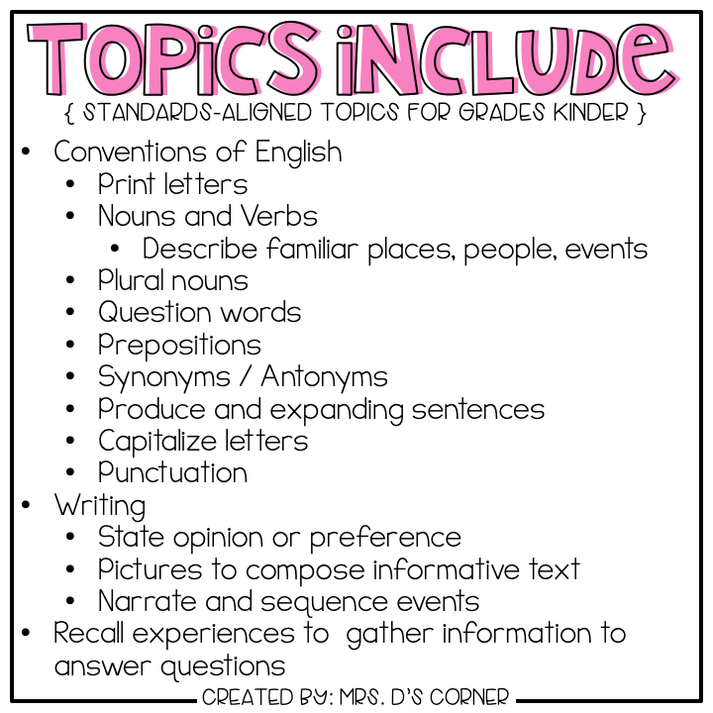 Kinder English Language Arts Adapted Work Binder® { Standards Aligned ...