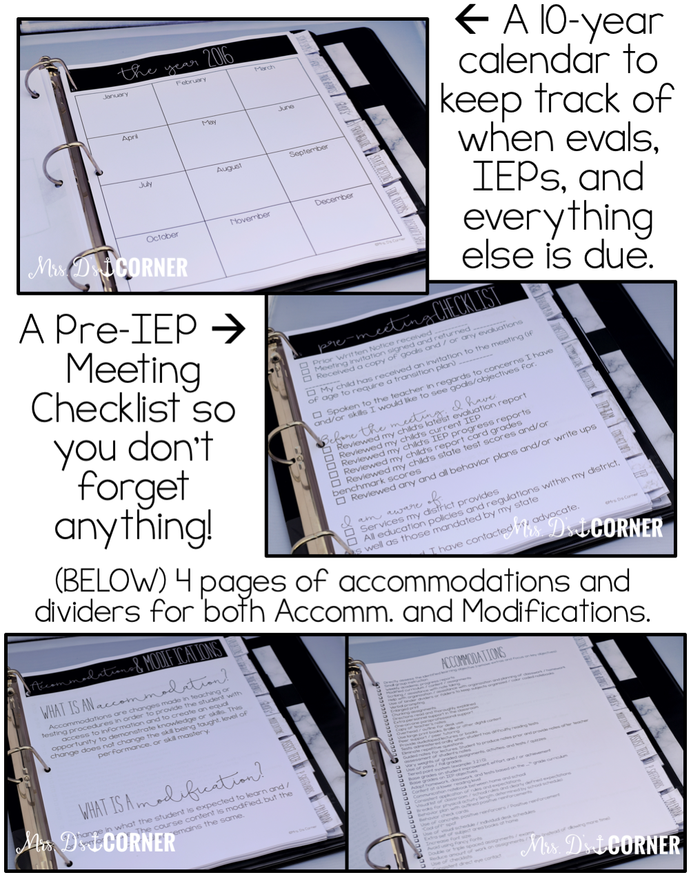 Parent IEP Binder | Editable (Black and White) IEP Companion for Paren ...