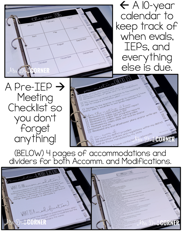 Parent IEP Binder | Editable (Black and White) IEP Companion for Paren ...