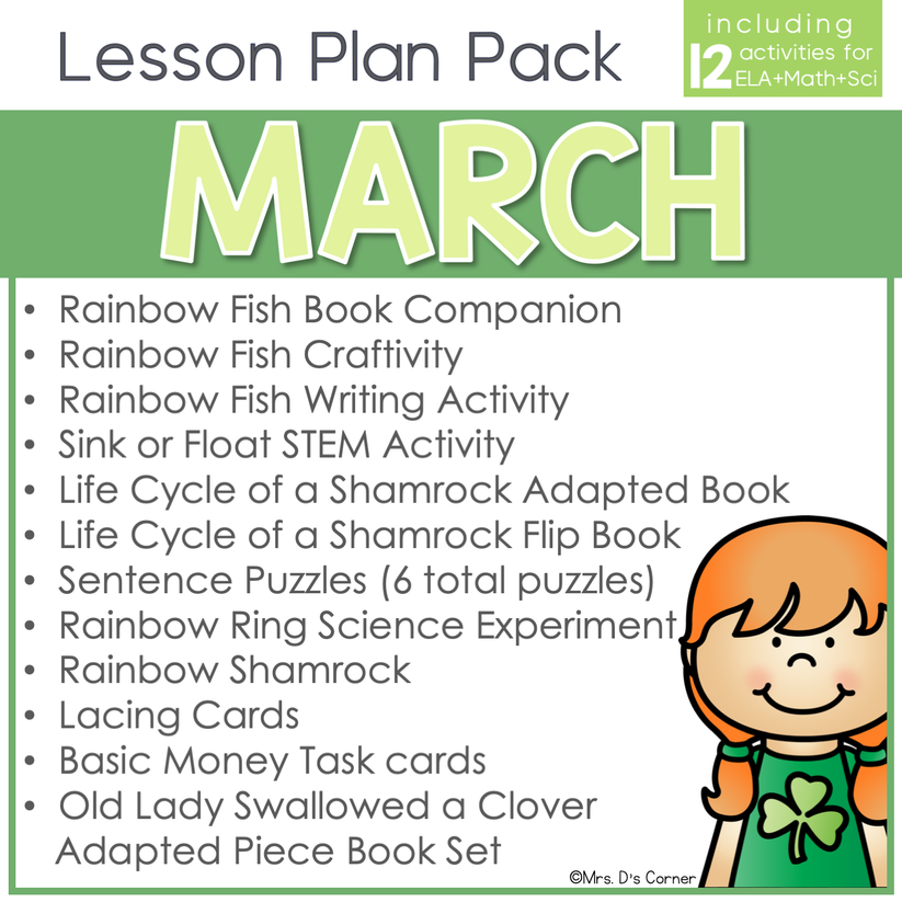 March Lesson Plan Pack | 12 Activities for Math, ELA, + Science – mrsdsshop