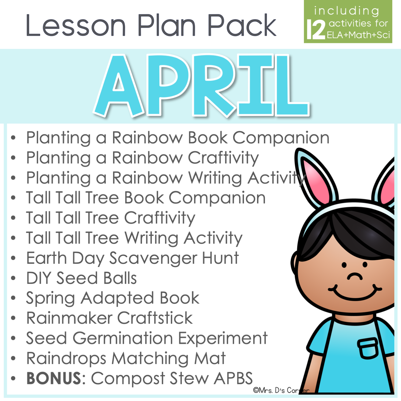 April Lesson Plan Pack | 12 Activities for Math, ELA, + Science – mrsdsshop