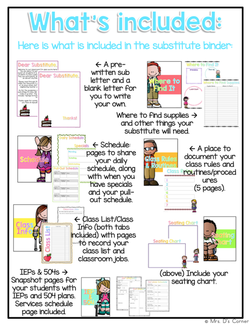 Substitute Binder EDITABLE [for Short and Long Term Subs] Melonheadz ...