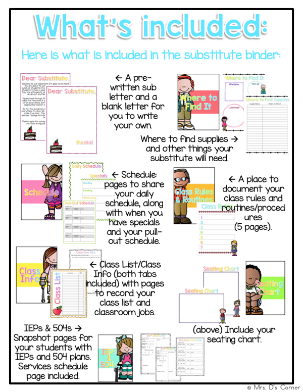 Substitute Binder EDITABLE [for Short and Long Term Subs] Melonheadz ...