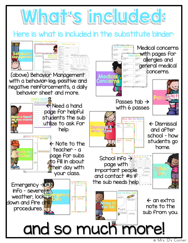 Substitute Binder EDITABLE [for Short and Long Term Subs] Melonheadz ...