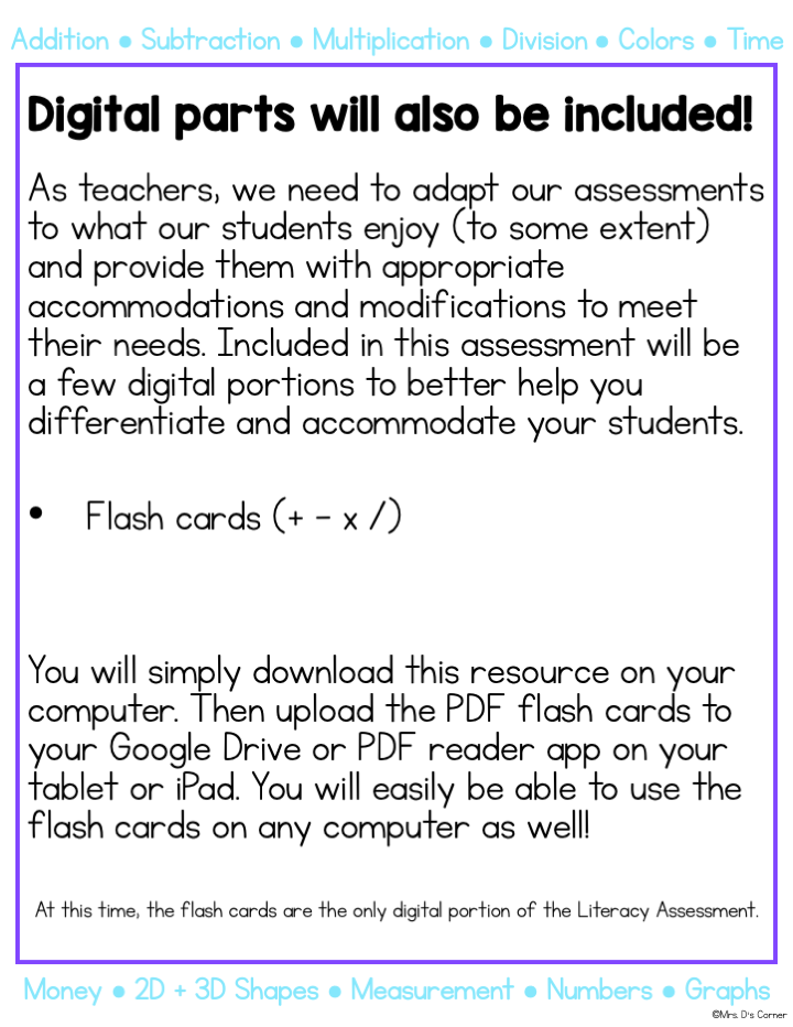 Math Assessment for K-3 Basic Skills (for Special Education) – mrsdsshop