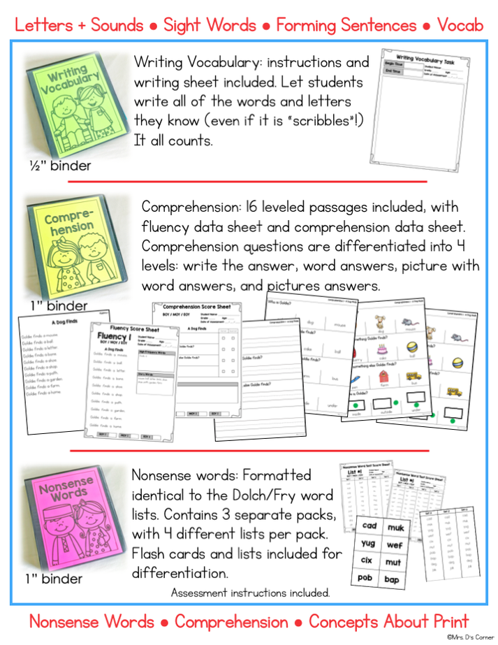 BUNDLE of Literacy and Math Assessments for K-3 – mrsdsshop