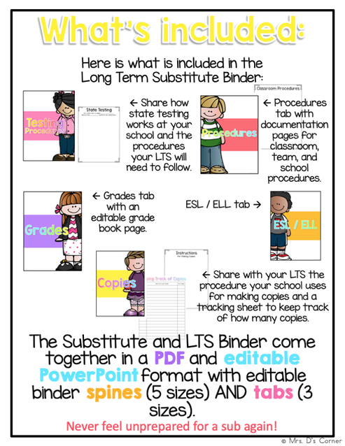 Substitute Binder EDITABLE [for Short and Long Term Subs] Melonheadz ...