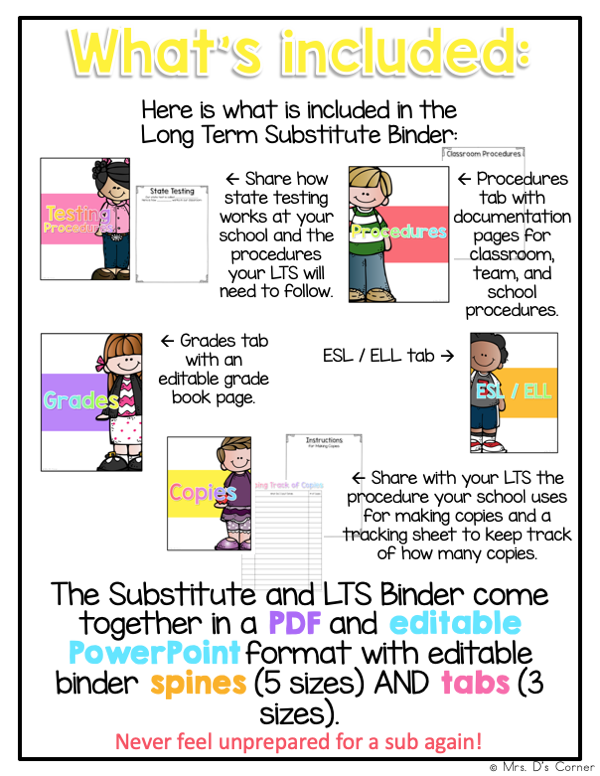 Substitute Binder EDITABLE [for Short and Long Term Subs] Melonheadz ...