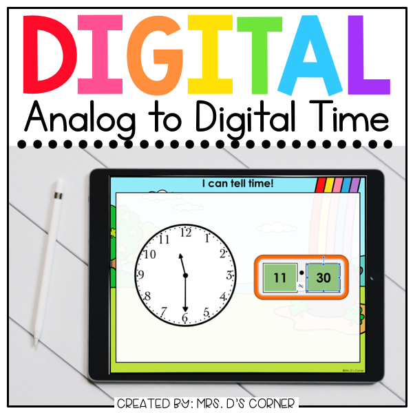 Saint Patrick's Day Telling Time Analog to Digital Activity | Distance ...