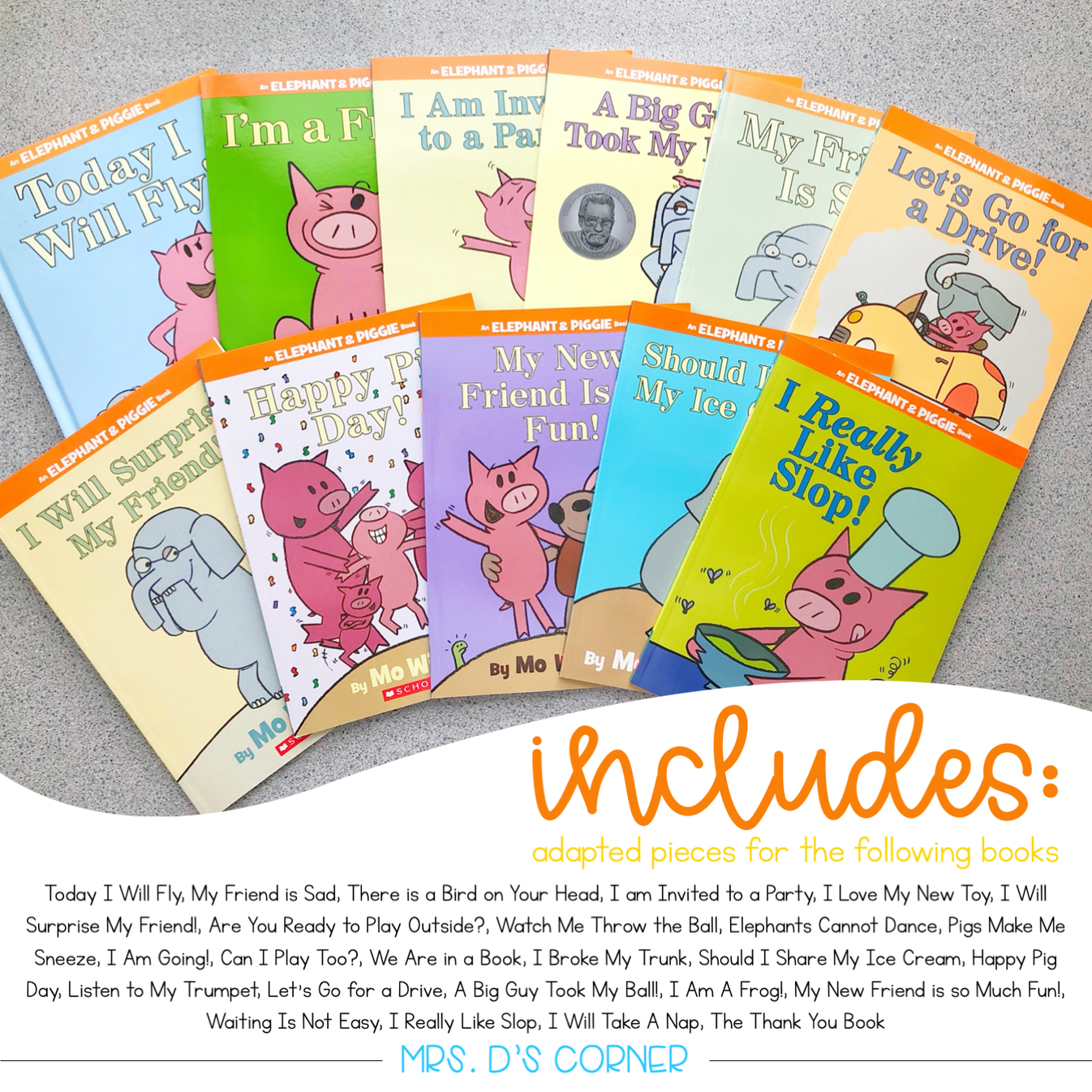 Elephant and Piggie Adapted Piece Book Set [25 book sets included!] Mo ...