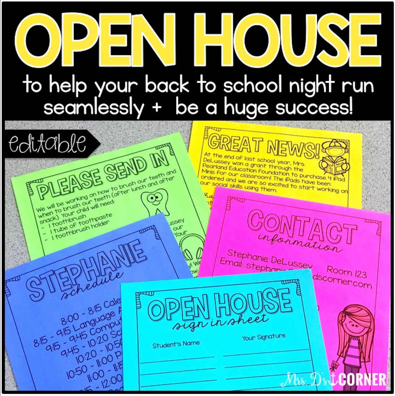 EDITABLE Back to School Night and Open House Documents | Meet the Teac ...