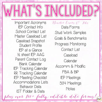 The Ultimate Special Education Binder | Pink Bokeh [editable] IEP Bind ...