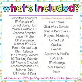 The Ultimate Special Education Binder | Confetti Brights [editable] IE ...