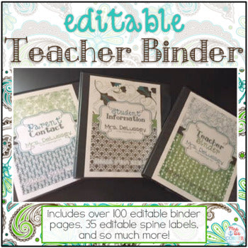Editable Teacher Binder { Teal Mosaic } Ultimate Teacher Survival Bind ...