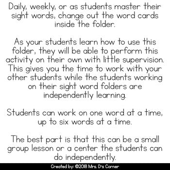 File Folder Spelling for K-3 {1,200+ sight words included!} – mrsdsshop