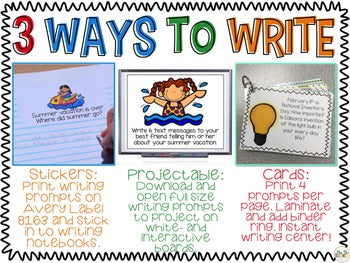 August Photo Writing Prompt Task Cards | Writing Prompts for August ...