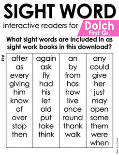 First Grade Dolch Sight Word Books | Printable Dolch Sight Word Reader ...