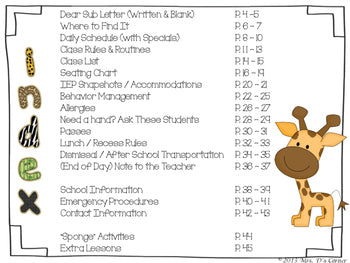 Editable Substitute Binder { Jungle } The Ultimate Sub Binder Guide ...