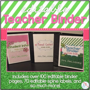 Editable Teacher Binder { Frog Theme } - Ultimate Teacher Survival Gui ...