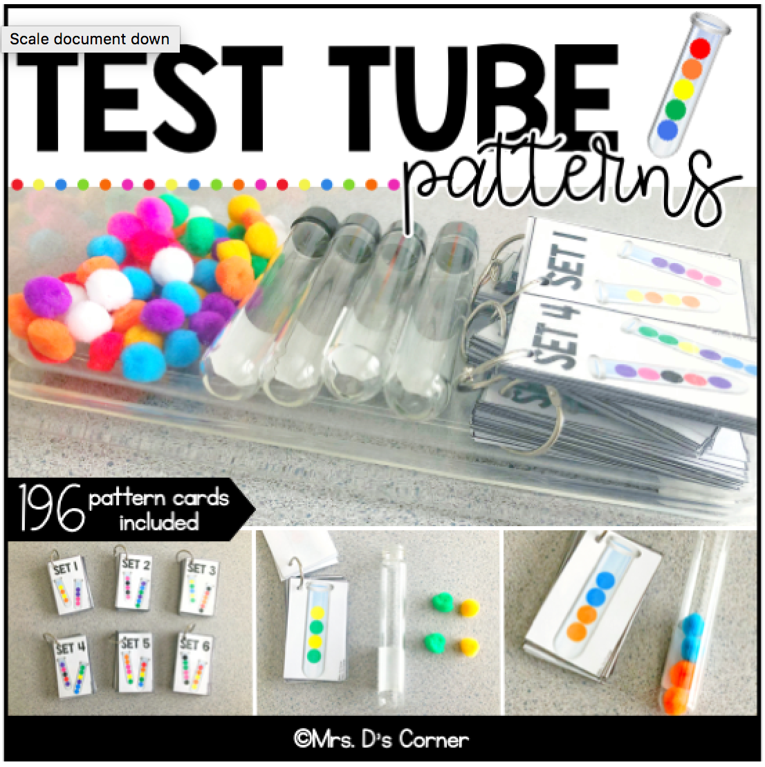Test Tube Pattern Cards - Math Center [6 Levels of Patterns!] – mrsdsshop